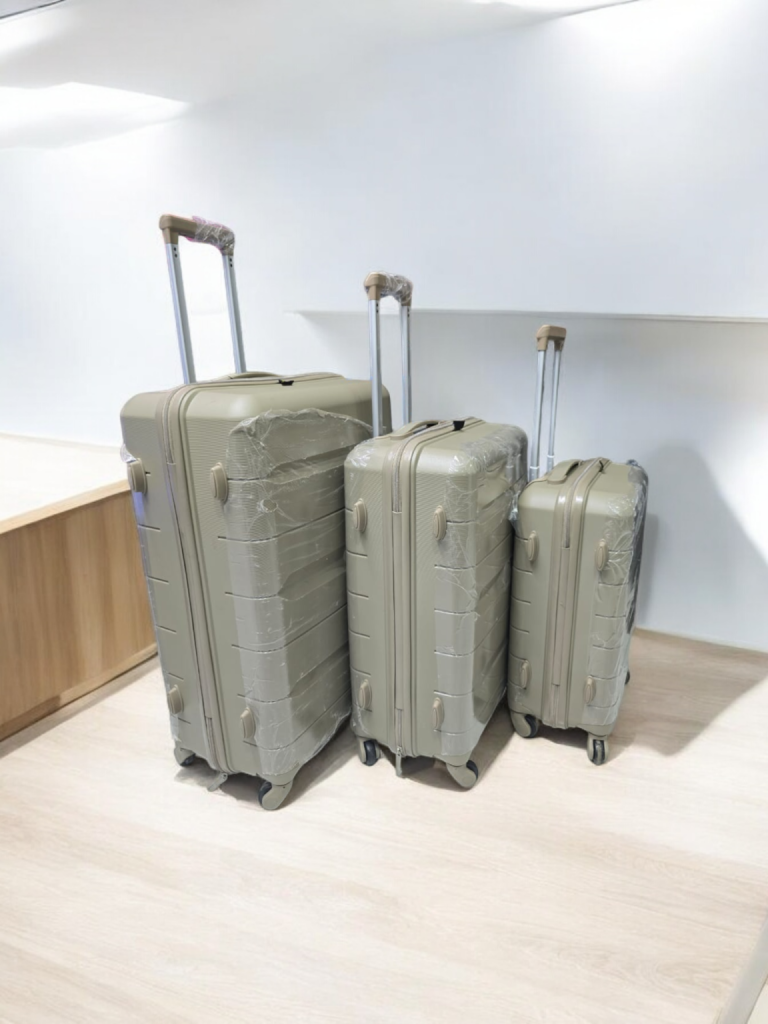 3in1 family set rubber travel suitcase with wheels rolling luggage bag ...